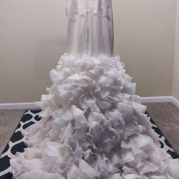 White by Vera Wang | Dresses | Ivory Georgette Organza Mermaid Wedding ...